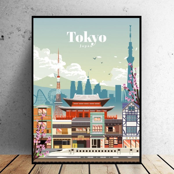 Tokyo City Poster Japan | Vintage Travel Wall Art - Fineartsfrance
